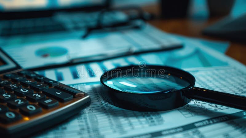 The Magnifying Glass and Calculator.AI Generated Image Stock Photo ...