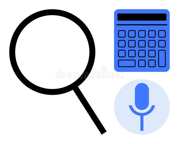 Magnifying Glass, Calculator, and Microphone Representing Search ...