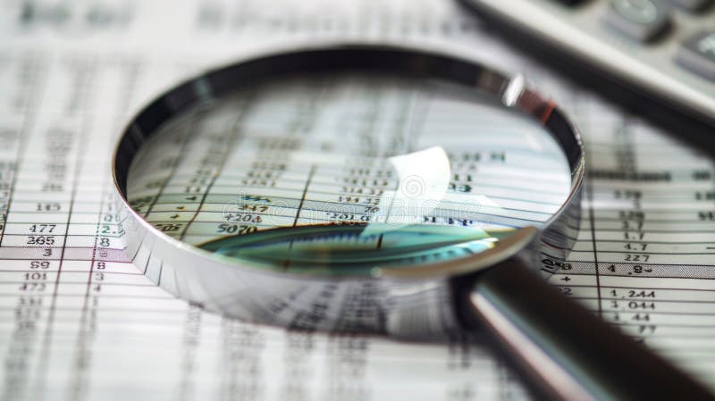 A Magnifying Glass and Calculator Rest on Financial Documents with ...