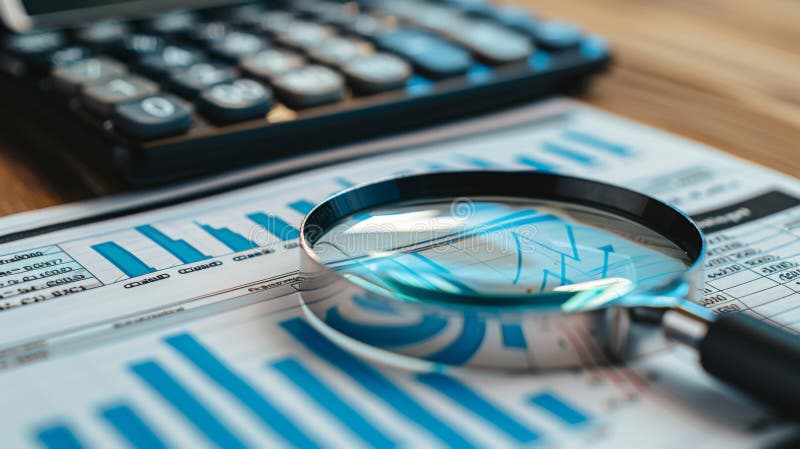 A Magnifying Glass and Calculator Rest on Financial Documents with ...
