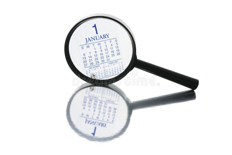 Magnifying Glass and Calendar Stock Photo - Image of magnify, cutout ...