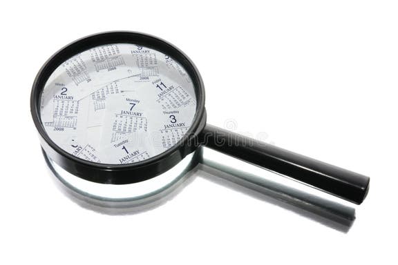 Magnifying Glass and Calendar Pages Stock Photo - Image of agenda ...
