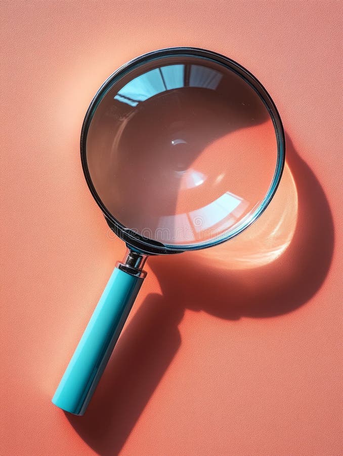 Magnifying Glass Casting Shadow on an Orange Surface. Stock Photo ...