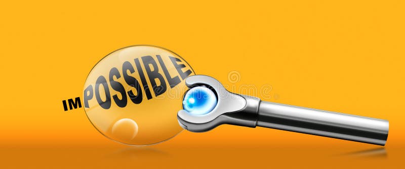 Magnifying Glass Changing the Word Impossible into Possible Stock ... Magnifying Glass Changing the Word Impossible into Possible Stock ...