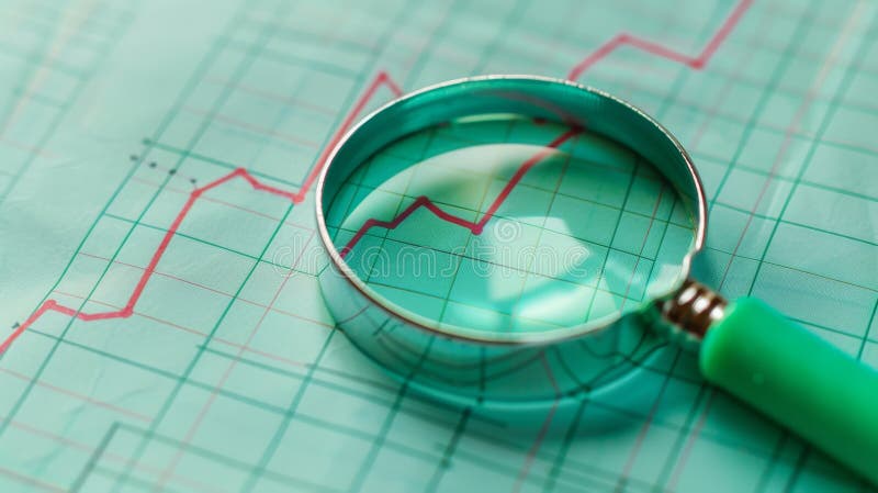 The Magnifying Glass on Chart.AI Generated Image Stock Image - Image of ...