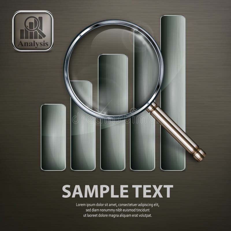 Magnifying Glass and Chart on Black Stock Vector - Illustration of ...