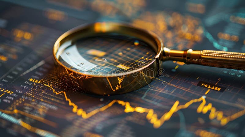 The Magnifying Glass on Chart. AI Generated Stock Image - Image of ...