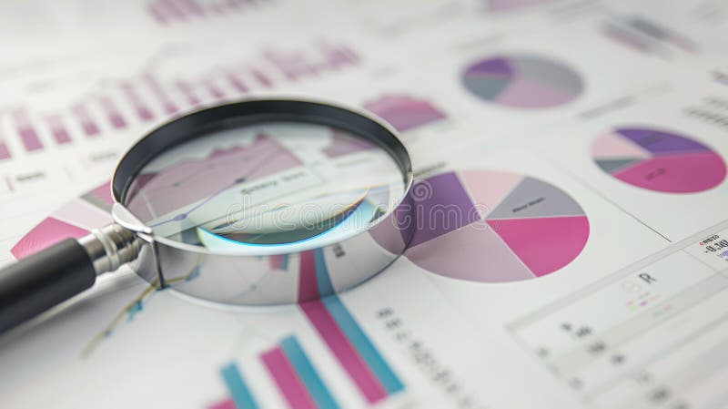 The Magnifying Glass on Charts.AI Generated Image Stock Image - Image ...