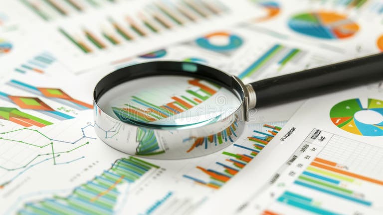 The Magnifying Glass on Charts. AI Generated Stock Photo - Image of ...