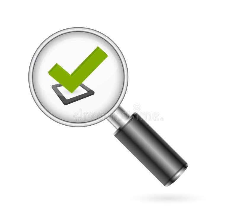 Magnifying Glass with Check Mark 3d Icon Stock Vector - Illustration of ...