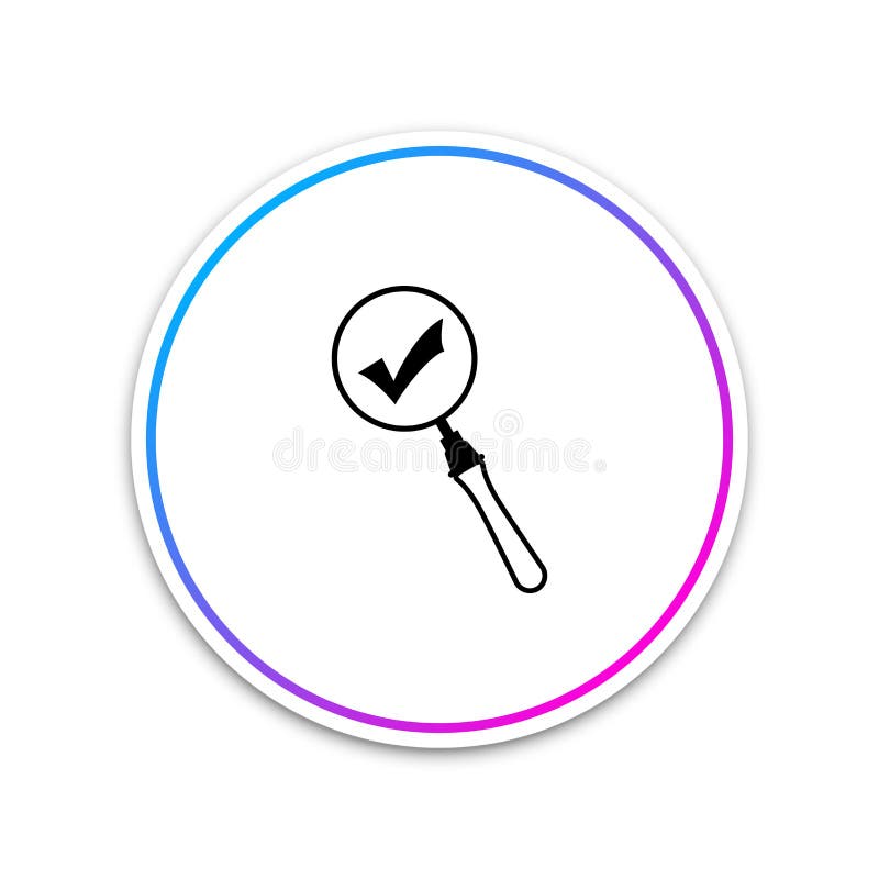 Magnifying Glass and Check Mark Icon Isolated on White Background ...
