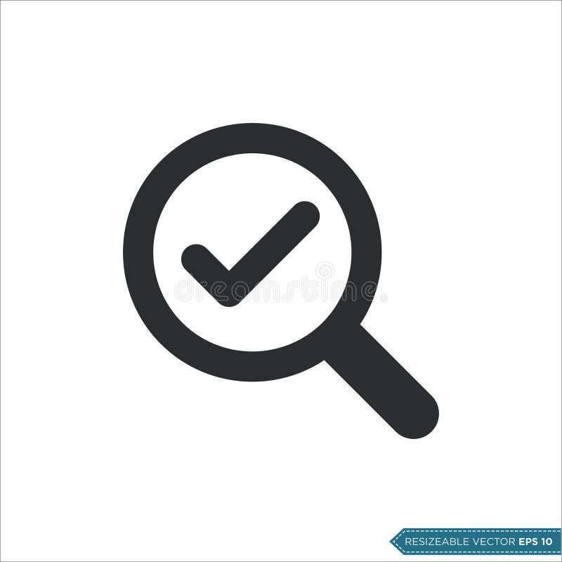 Magnifying Glass Check Mark Icon Vector Template Stock Vector ...