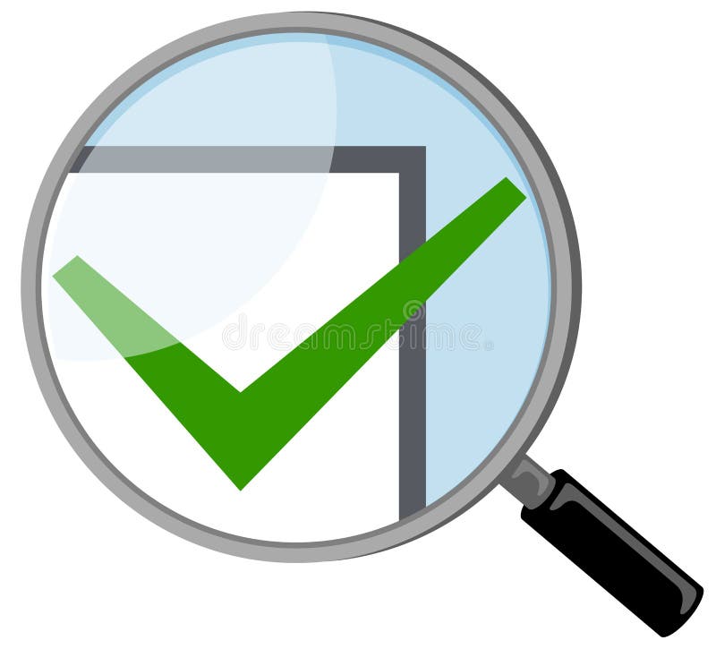 Magnifying Glass and Check Mark Stock Vector - Illustration of glass ...