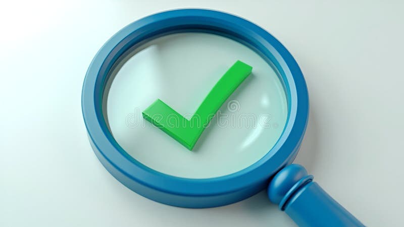 Magnifying Glass and Check Mark Stock Illustration - Illustration of ...