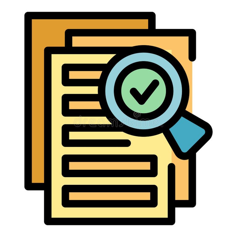 Magnifying Glass Checking Documents Icon Illustration Representing ...