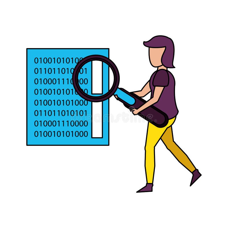 Magnifying Glass Checking System Cartoon Stock Vector - Illustration of ...