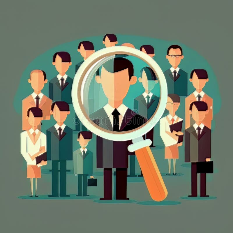 Magnifying Glass Choosing a Candidate. Human Resources Concept Stock ...