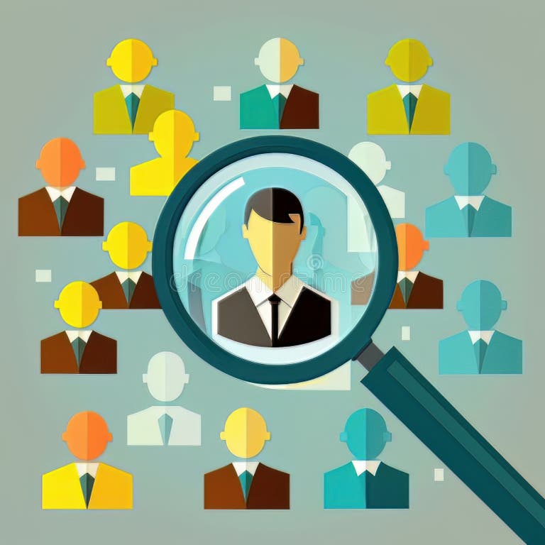 Magnifying Glass Choosing a Candidate. Human Resources Concept Stock ...