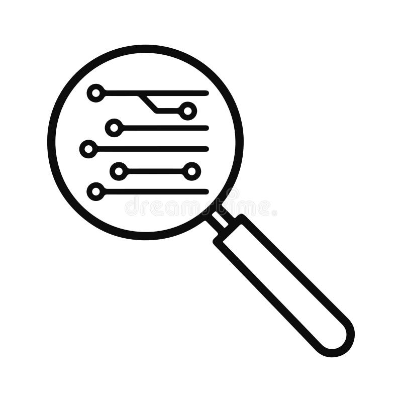 Magnifying Glass on Circuit Board. Technology Research Concept Stock ...