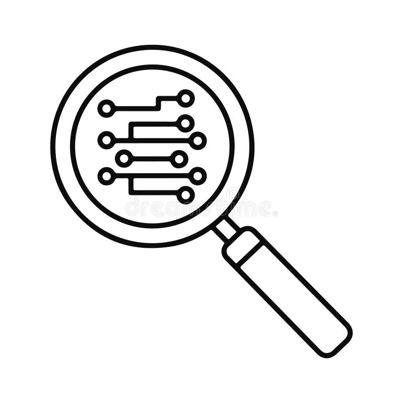 Magnifying Glass on Circuit Board. Technology Research Concept Stock ...