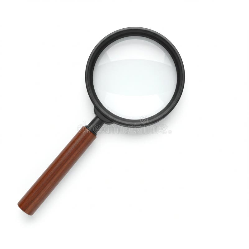 A Magnifying Glass with a Circular Lens and a Black Frame. the Handle ...