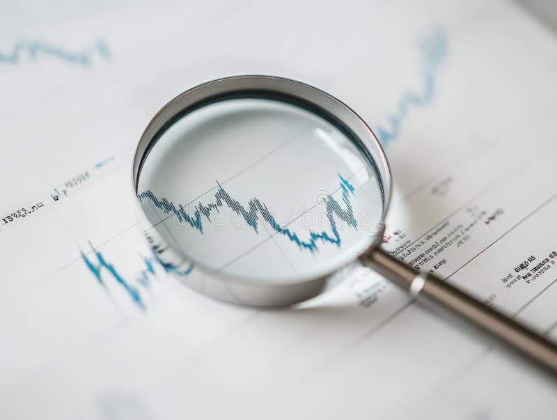 Magnifying Glass Closely Examining Graph Displayed Piece Paper Stock ...
