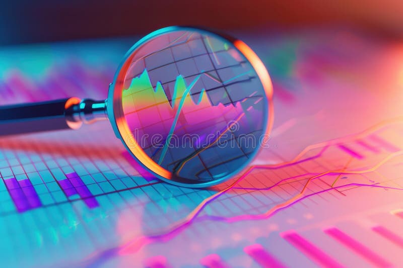 A Magnifying Glass is on a Colorful Graph with Generative AI Stock ...