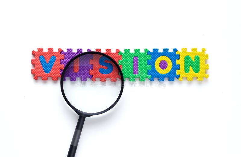 Magnifying Glass Colorful Text Puzzle Vision White Background Stock ...
