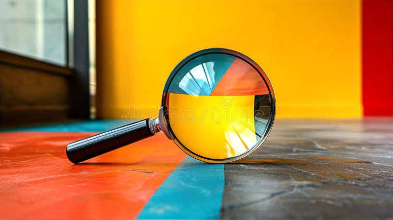 Magnifying Glass at Colour Vibrant Background with Copy Space. Stock ...