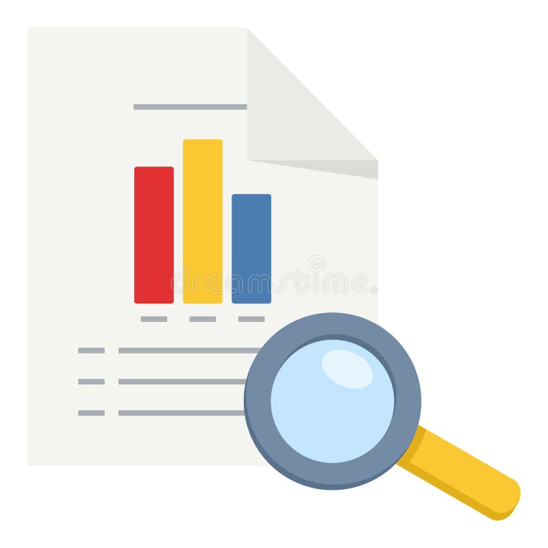 Magnifying Glass Outline Flat Icon on White Stock Vector - Illustration ...