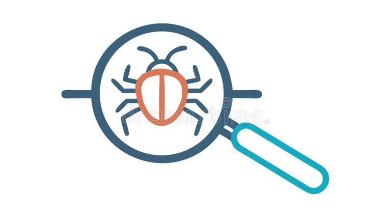 Magnifying Glass on Computer Bug, Software Debugging it Issue, Vector ...