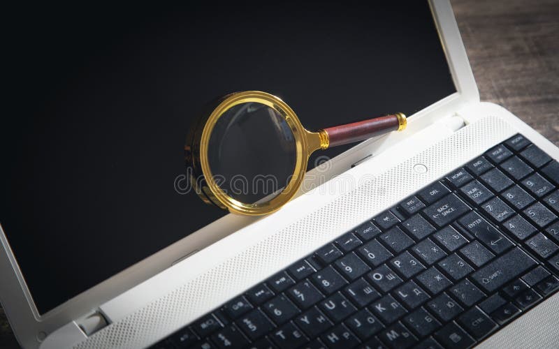 Magnifying Glass on the Computer Keyboard Stock Image - Image of ...