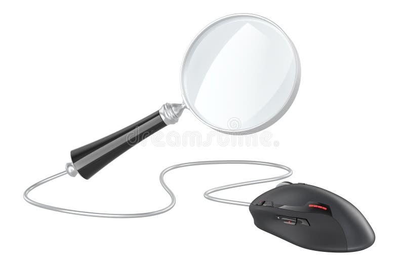 Magnifying Glass with Computer Mouse. Online Search or Data Analysis ...