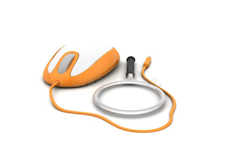 Magnifying Glass with Computer Mouse Stock Photo - Image of button ...