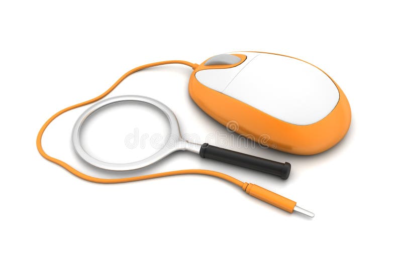 Magnifying Glass with Computer Mouse Stock Image - Image of lens ...