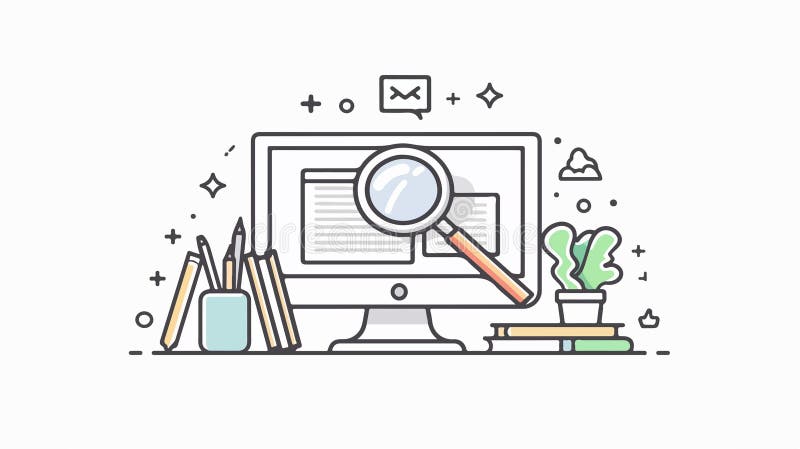 Professional Magnifying Glass Computer Outline Icon Usage for Adobe ...