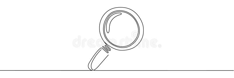 Magnifying Glass Continuous Line Icon, Continuous Line Drawing of ...