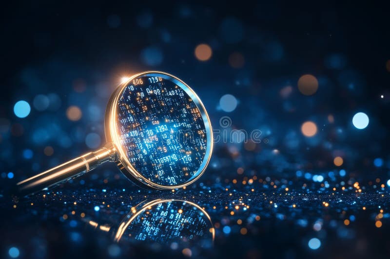 A Magnifying Glass Covers a Field of Binary Code, Indicating the ...