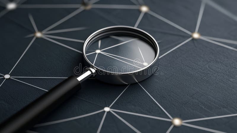 Magnifying Glass on Dark Surface, Exploring Textures and Unveiling ...