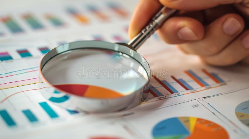 The Magnifying Glass and Data Analysis.AI Generated Image Stock Image ...