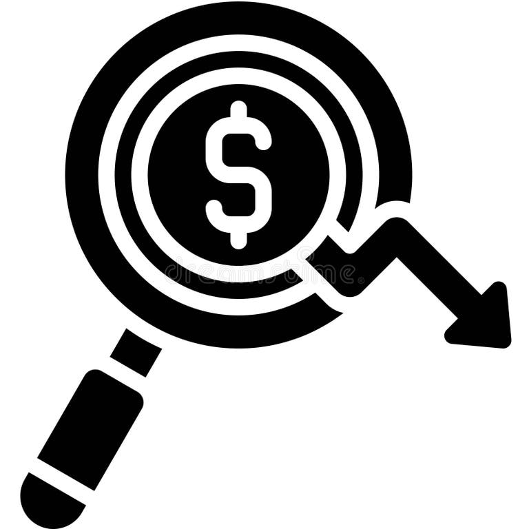 Magnifying Glass with Decrease Arrow Icon, Bankruptcy Related Vector Stock Vector - Illustration ...