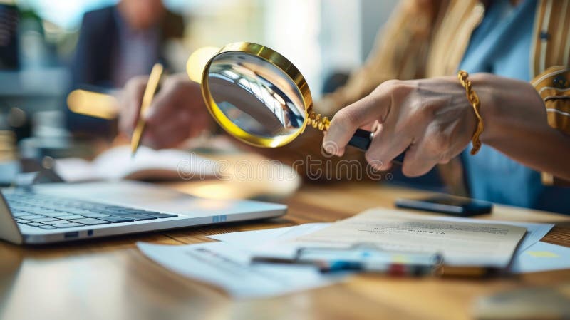 The Magnifying Glass on Desk.AI Generated Image Stock Image - Image of ...