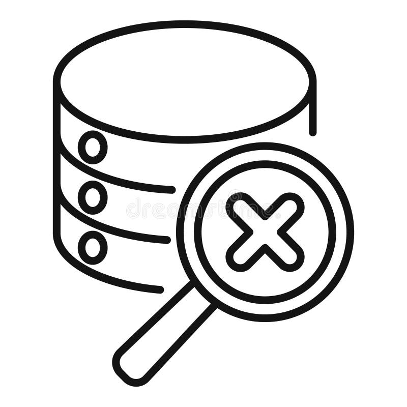Magnifying Glass Detecting Error in Database Icon Stock Illustration ...