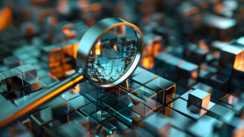 Magnifying Glass Dissecting Layers of Data. Stock Illustration ...