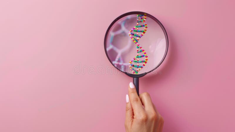 A Magnifying Glass and DNA Structure. AI Generated Stock Photo - Image ...