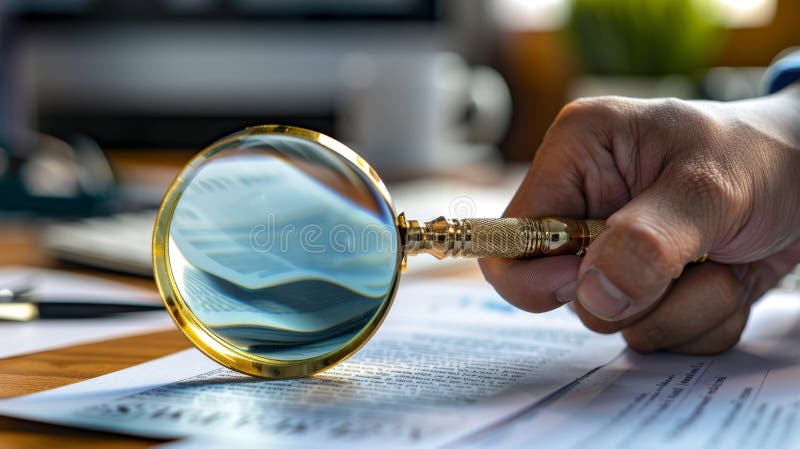 The Magnifying Glass on Document.AI Generated Image Stock Image - Image ...