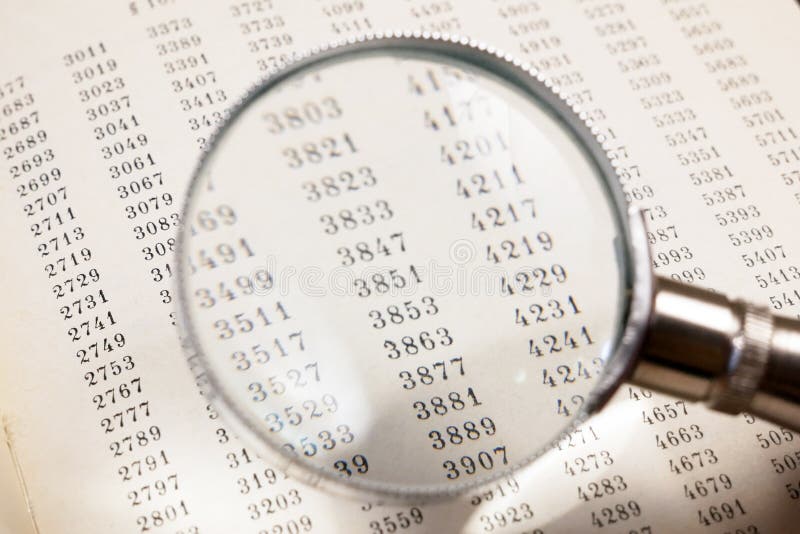 Magnifying Glass and Document with Figures, Data Encrypt with ...