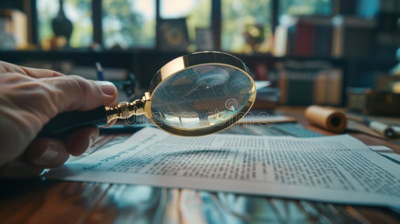 The Magnifying Glass on Document. AI Generated Stock Image - Image of ...