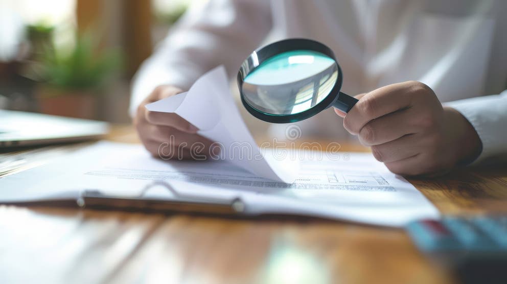 The Magnifying Glass on Documents.AI Generated Image Stock Image ...