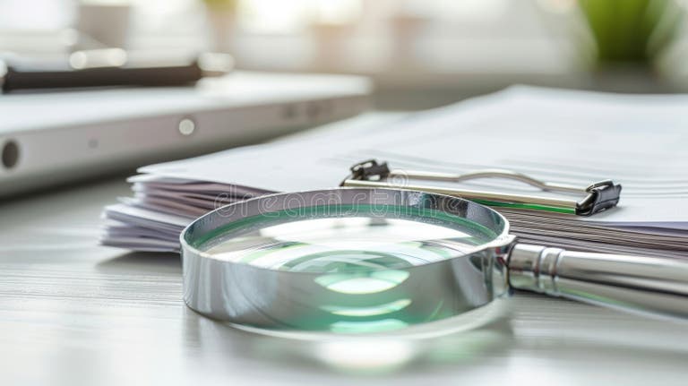 The Magnifying Glass on Documents. AI Generated Stock Image - Image of ...